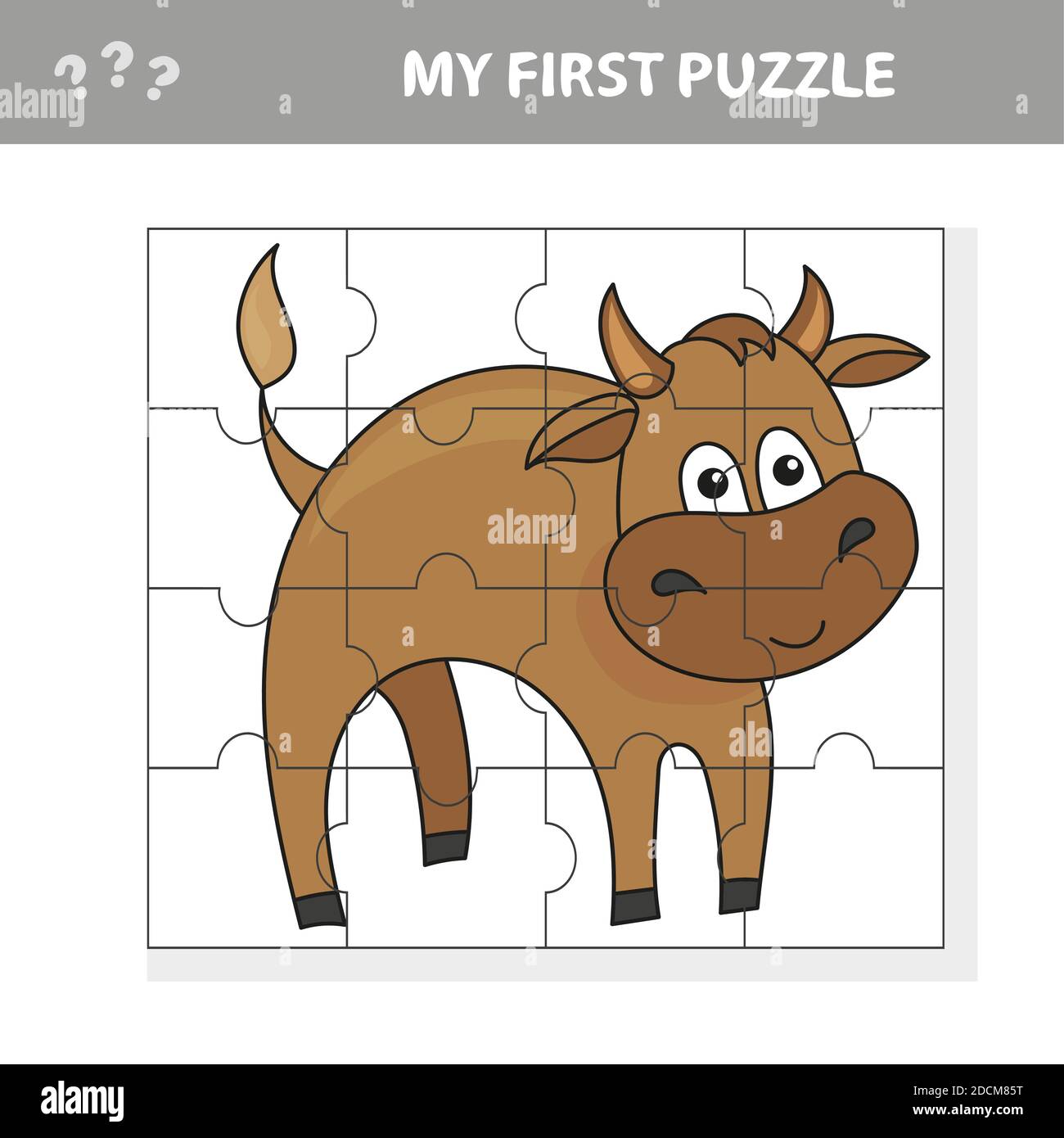 My first puzzle. Cartoon Vector Illustration of Educational Jigsaw ...