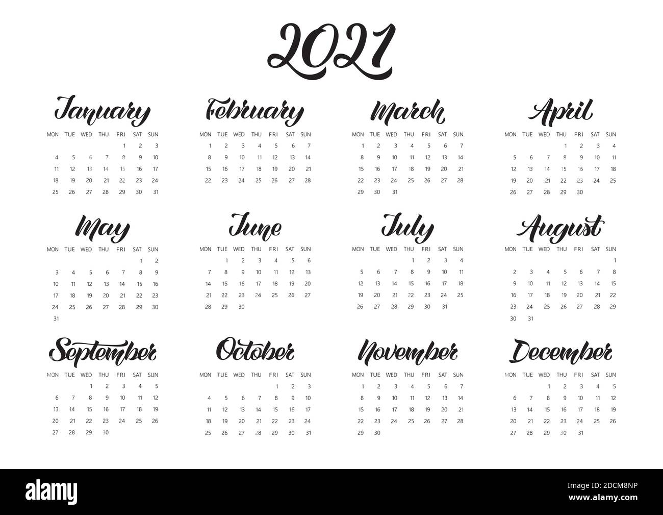 2021 calendar planner diary Black and White Stock Photos & Images - Alamy