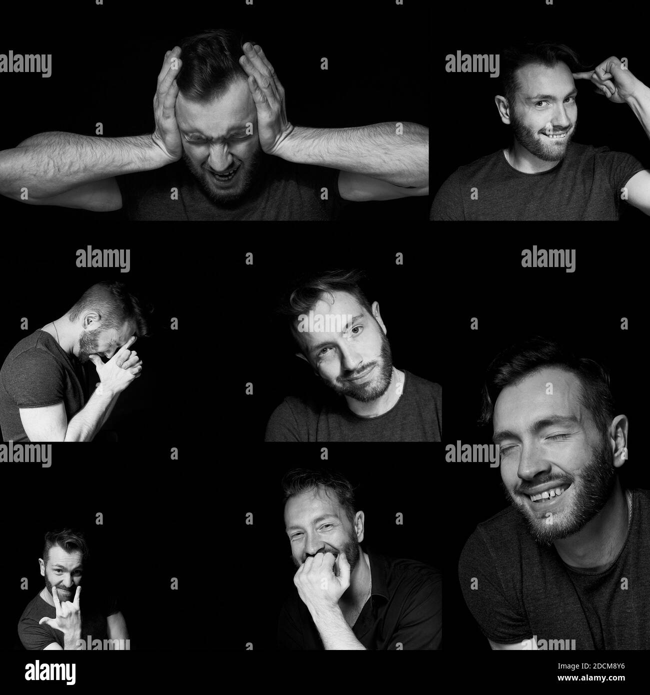 Emotions Collage Black and White Stock Photos & Images - Alamy
