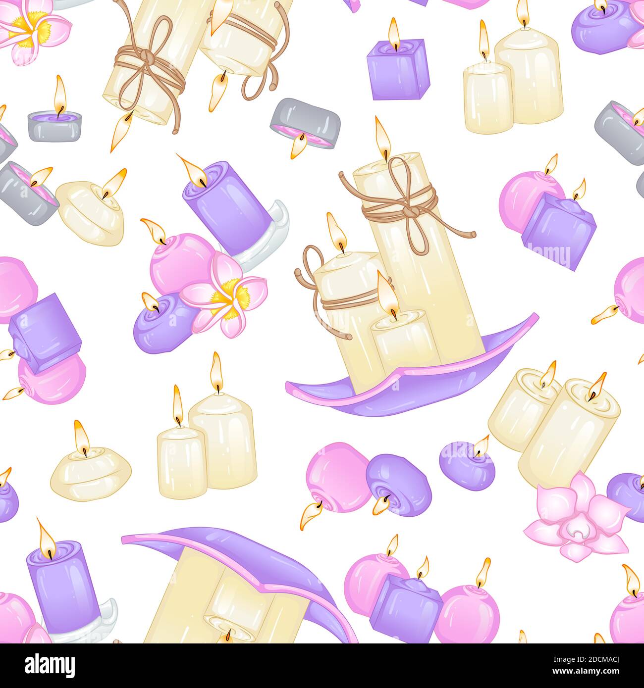 Vector seamless pattern with various types of candles. Illustration ...