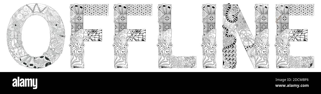 Hand-painted art design. Hand drawn illustration word offline for ...