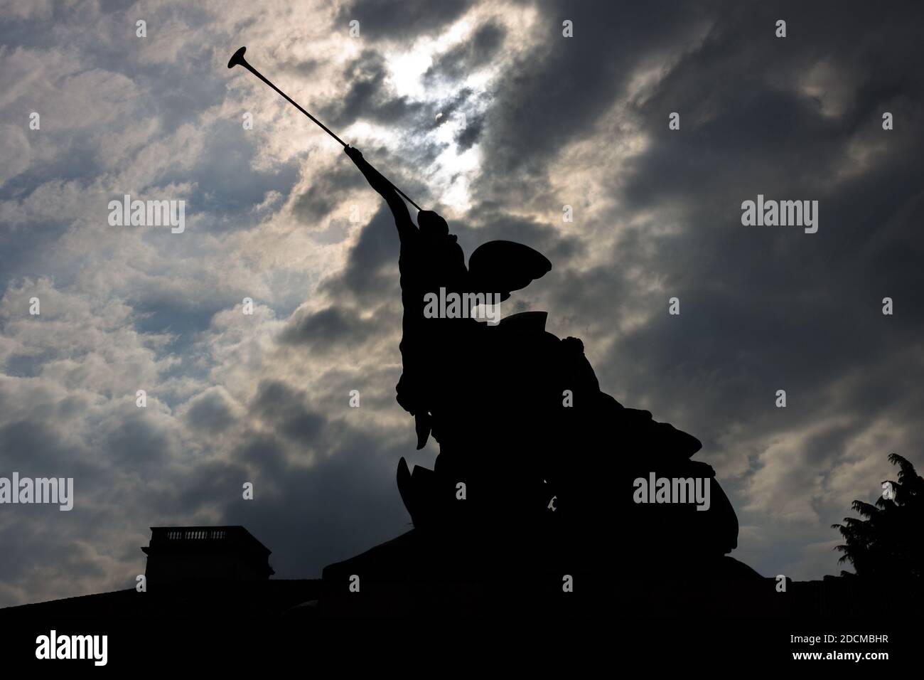backlit statue in monza - italy Stock Photo - Alamy