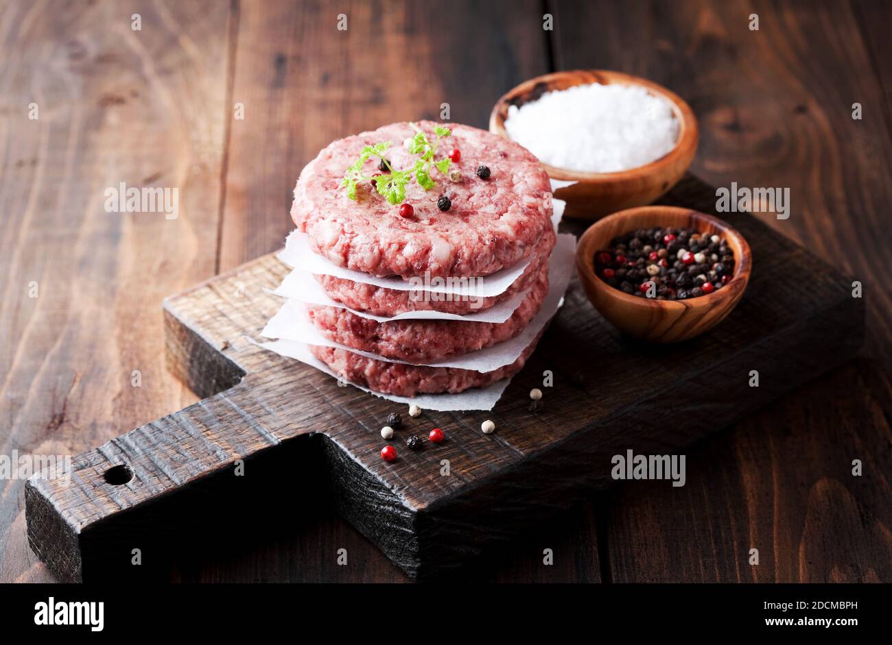 Raw ground beef meat burger steak cutlets, selective focus Stock Photo ...