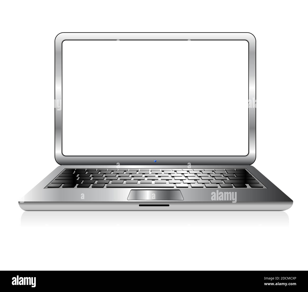 Modern office laptop with blank screen isolated on white background ...