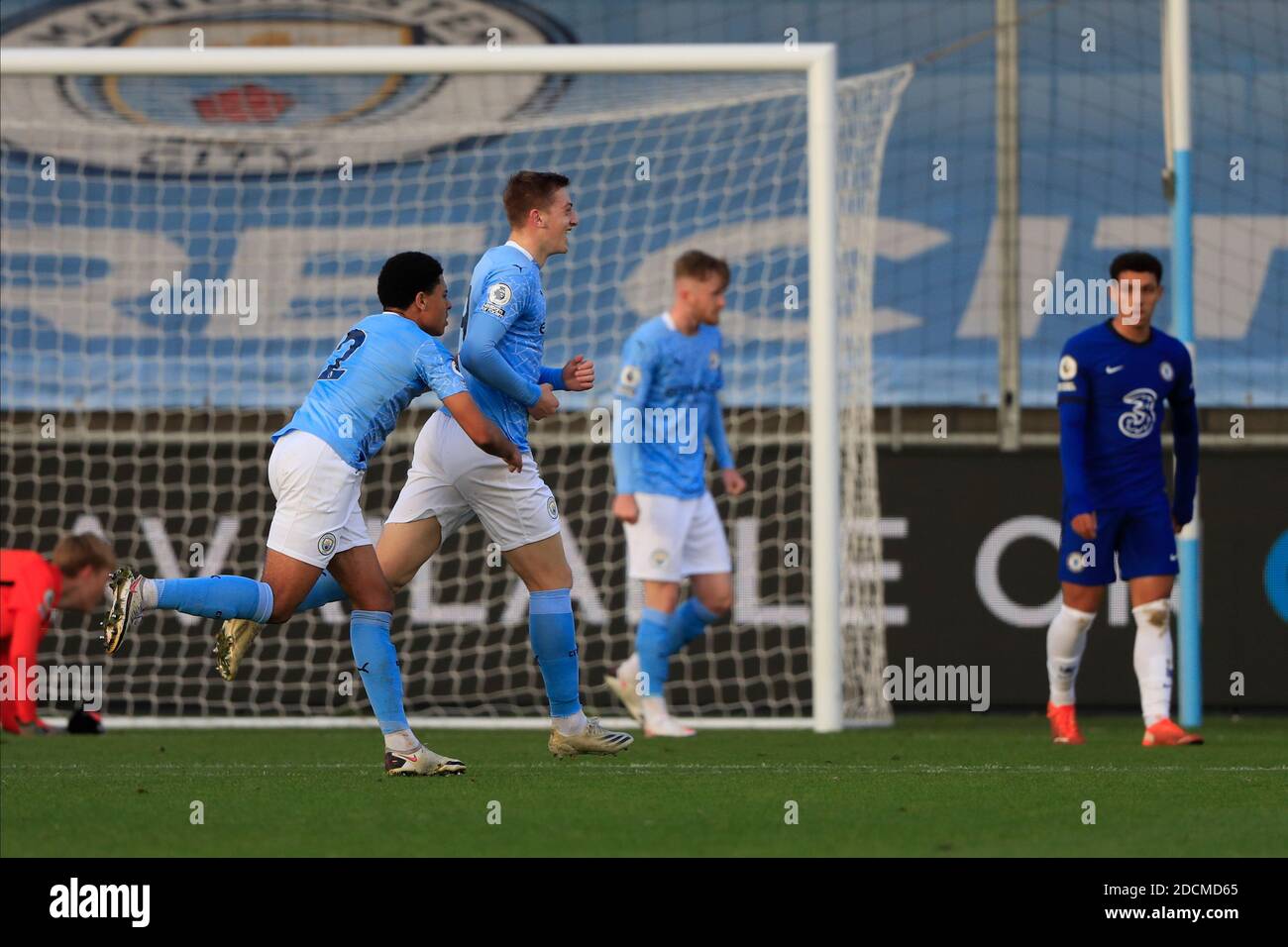 Manchester, UK. 22nd Nov, 2020. CELEBRATION Liam Delap #9 of Manchester ...