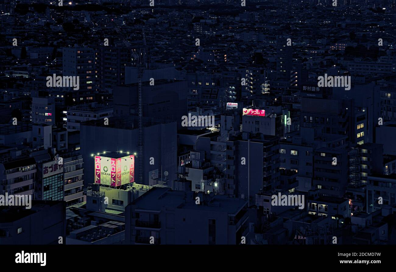 Aerial night view of part of Nerima City in northwest Tokyo Stock Photo ...