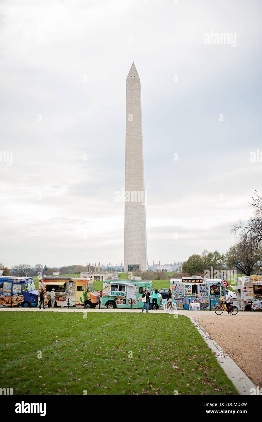 Washington Monument with Food Trucks Stock Photo - Alamy