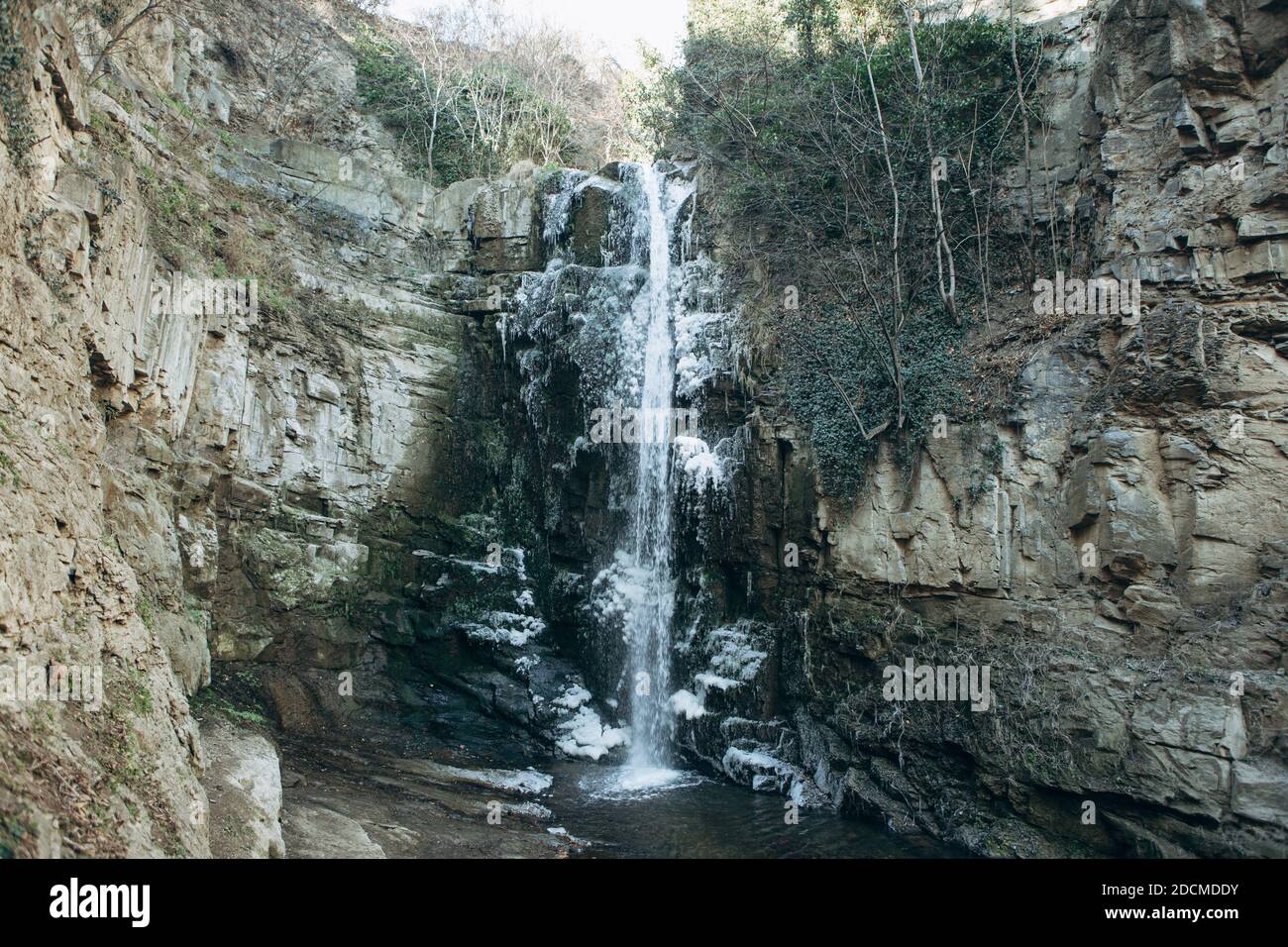 Winter landscape with ice waterfall in Tbilisi, Georgia Stock Photo - Alamy