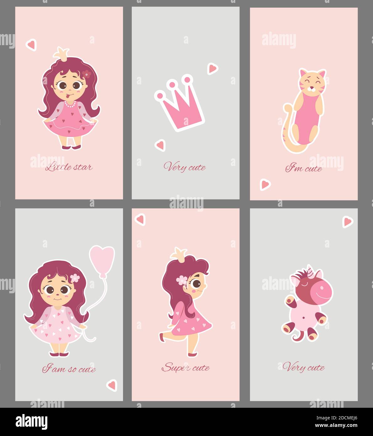 Collection of cute baby cards. Set of greeting cards with little ...
