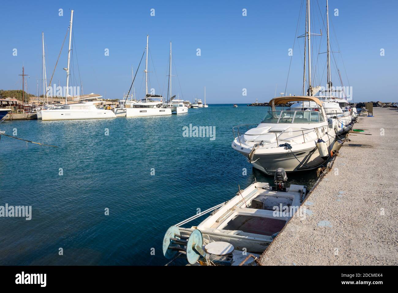 Santorini, Greece - September 16, 2020: Yachts mooring in the Port of ...