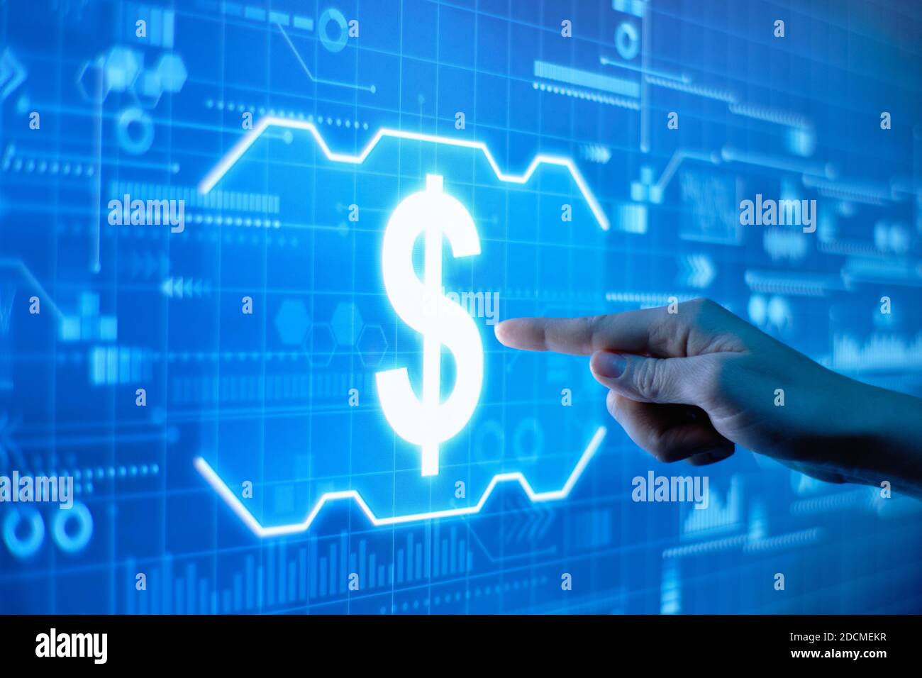 Concept of dollar sign on a futuristic digital display Stock Photo - Alamy