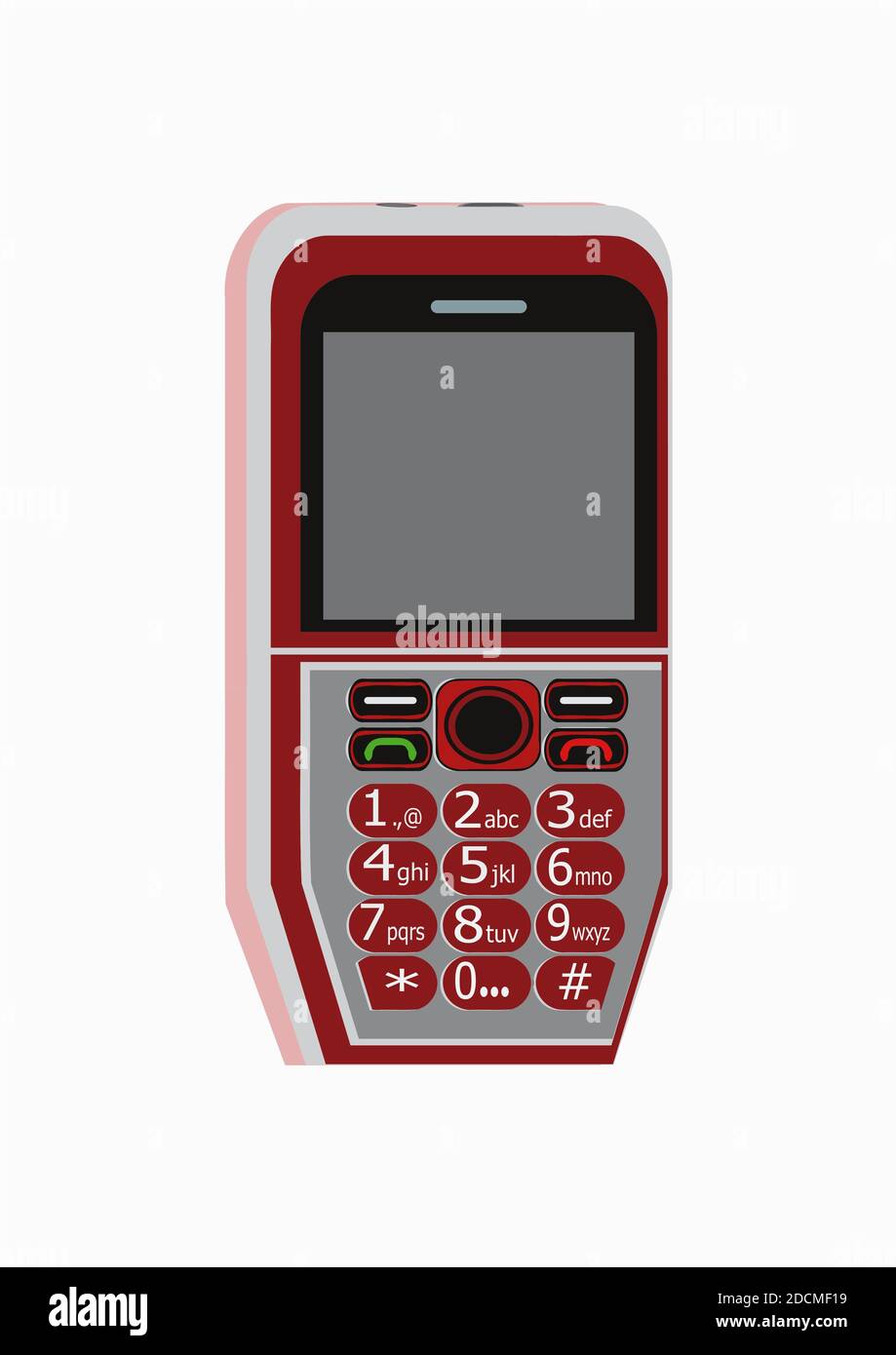 Mobile phone vector art in red color, having a numeric keypad and ...