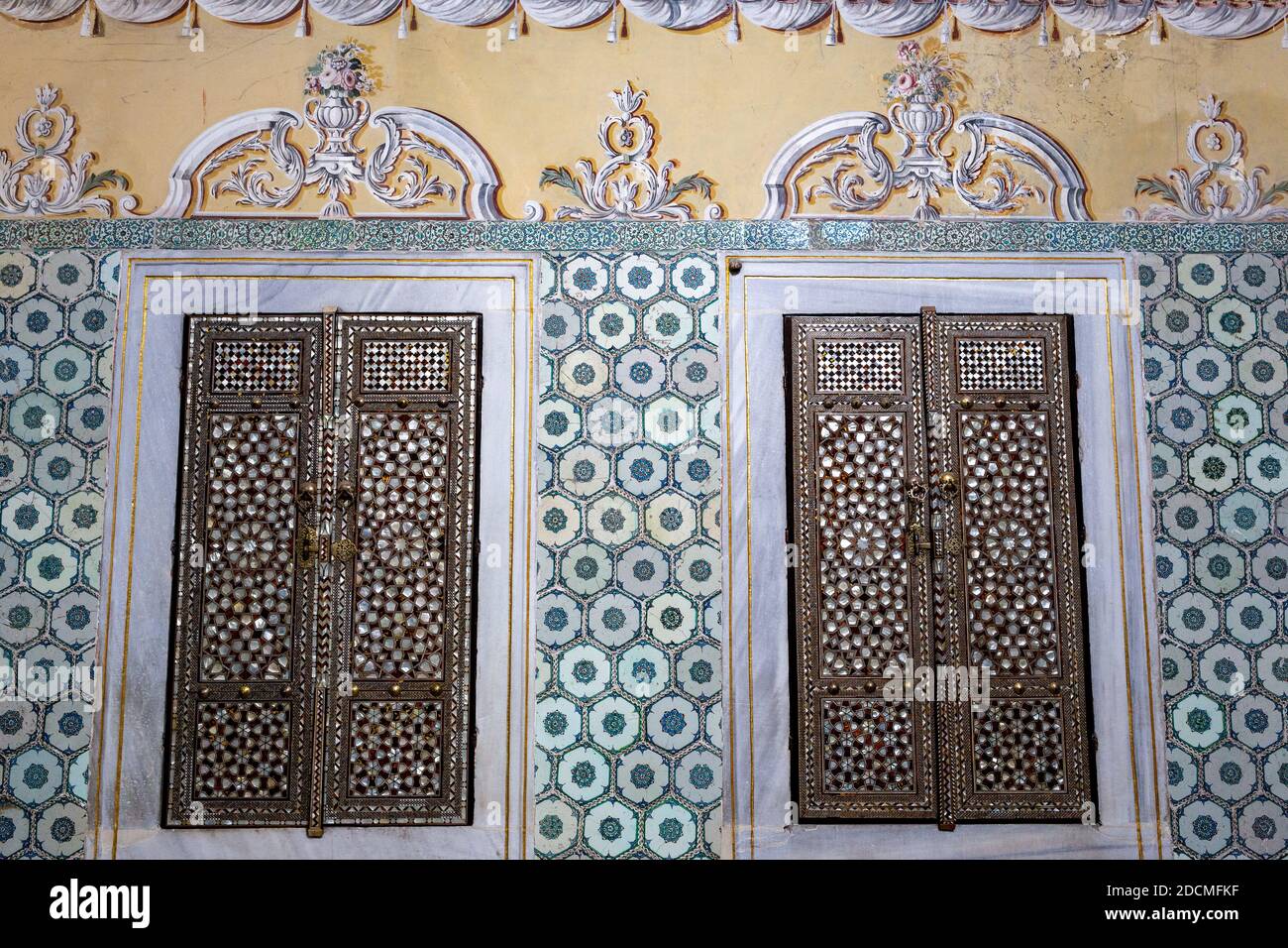 Mother-of-pearl windows and tile walls in the Imperial Harem section in ...