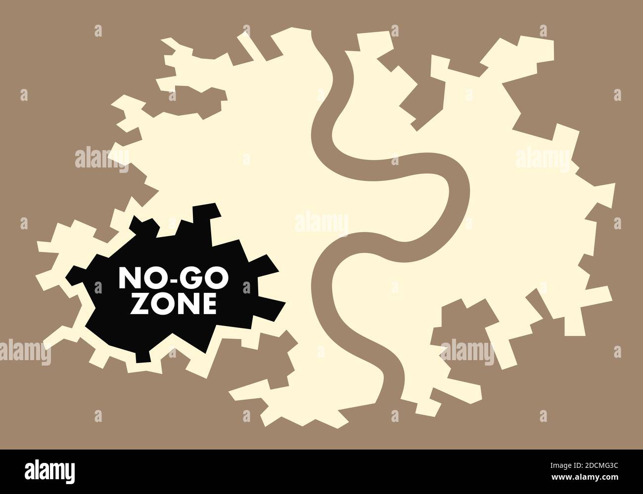 No-Go Zone - plan of city with highlighted suburban area. Excluded ...