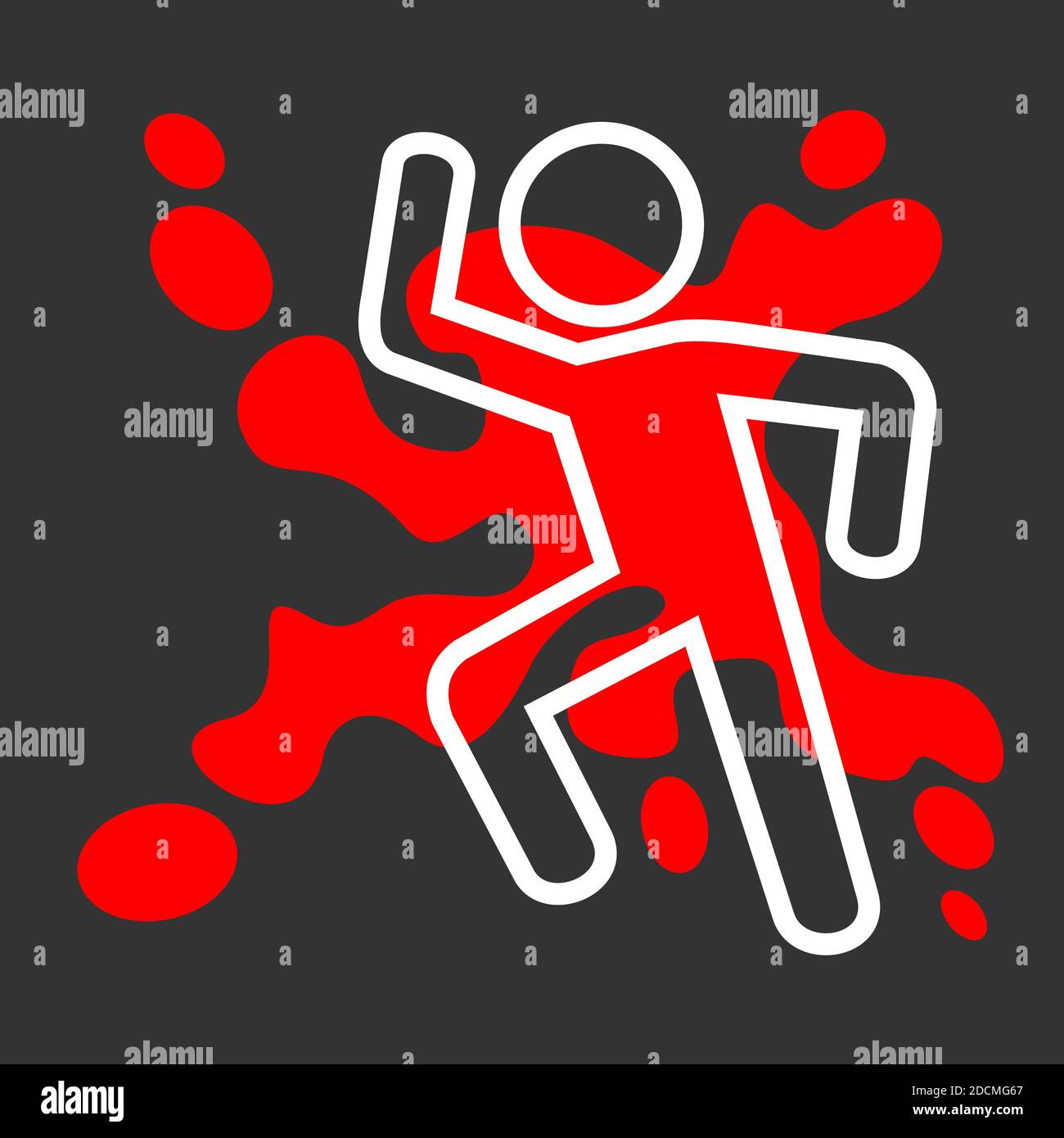 Simple vector of painted silhouette of dead body on ground. Stain of ...