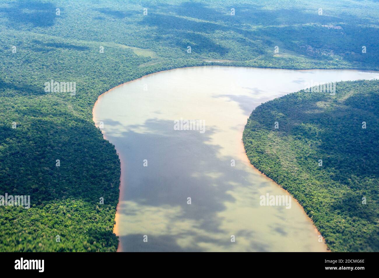 The Parana River snakes its way through the rainforest in the southern ...