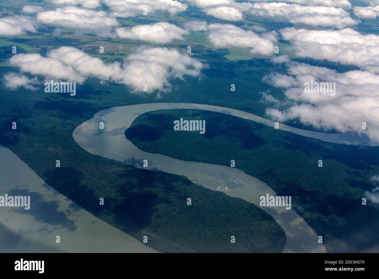 The Parana River snakes its way through the rainforest in the southern ...