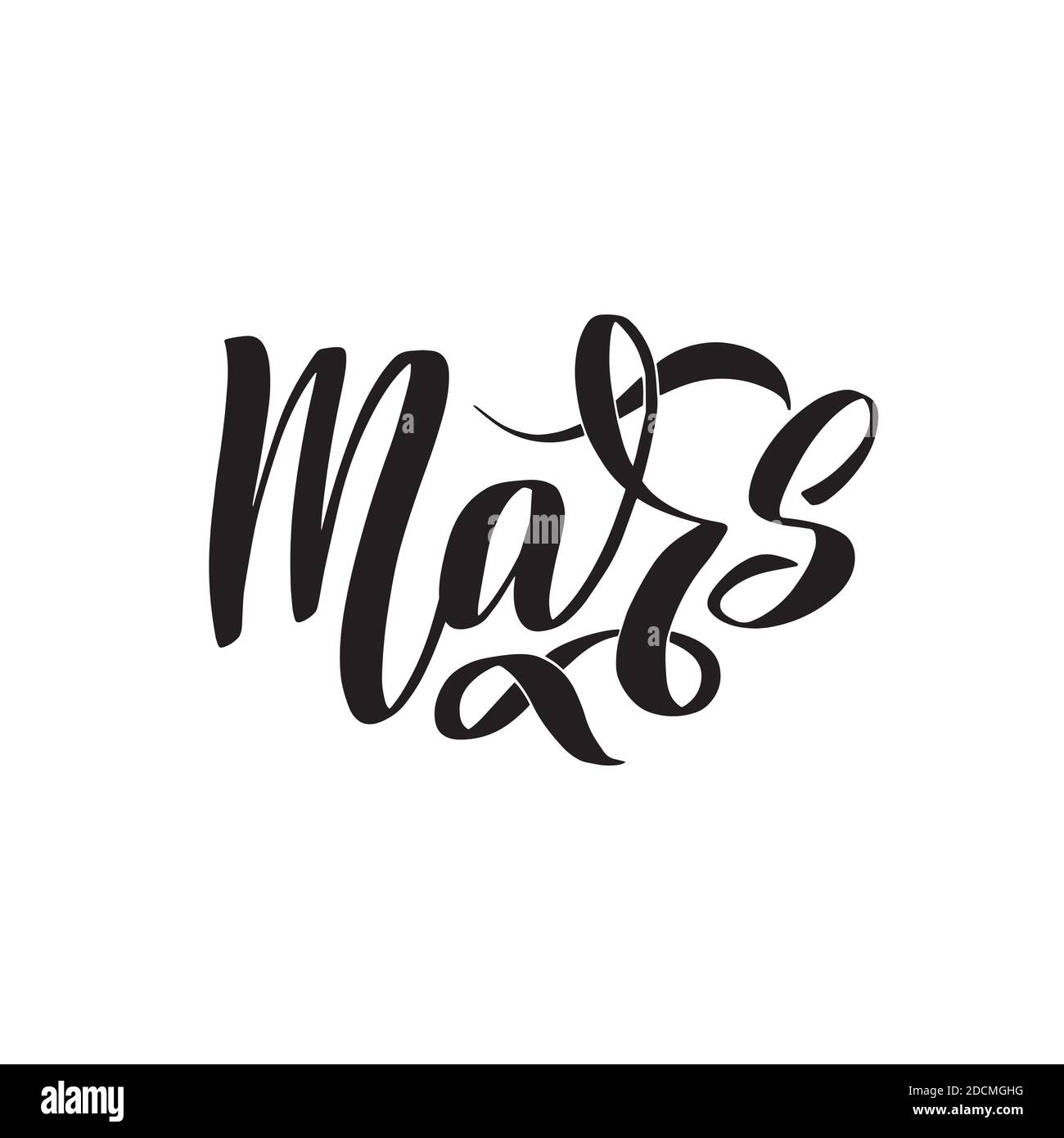 Vector cartoon illustration of Mars. Lettering on dark space star ...