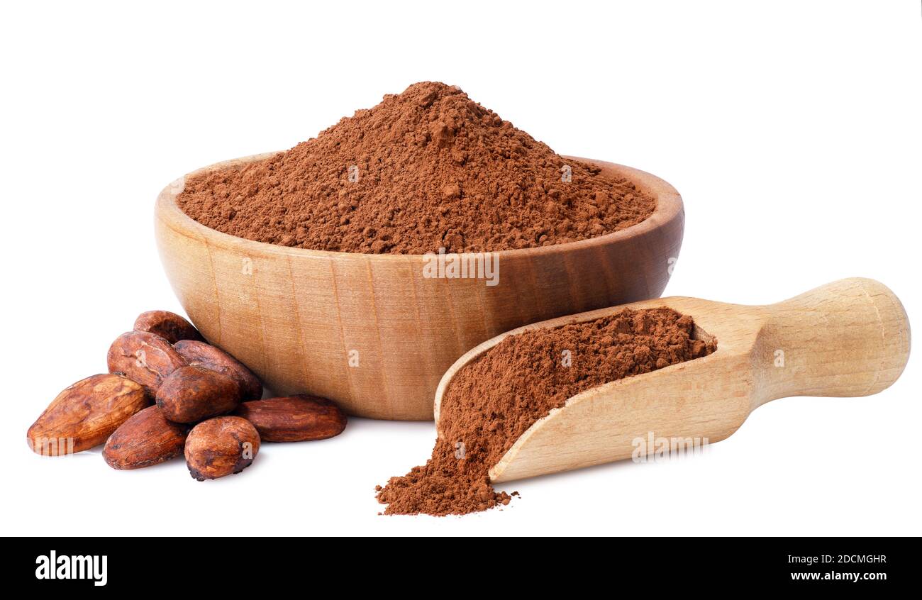 cacao powder in wooden bowl Stock Photo - Alamy