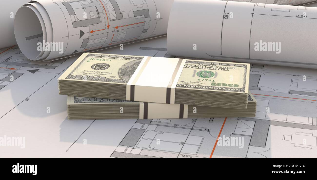 Construction project cost, budget or loan concept. Money american ...