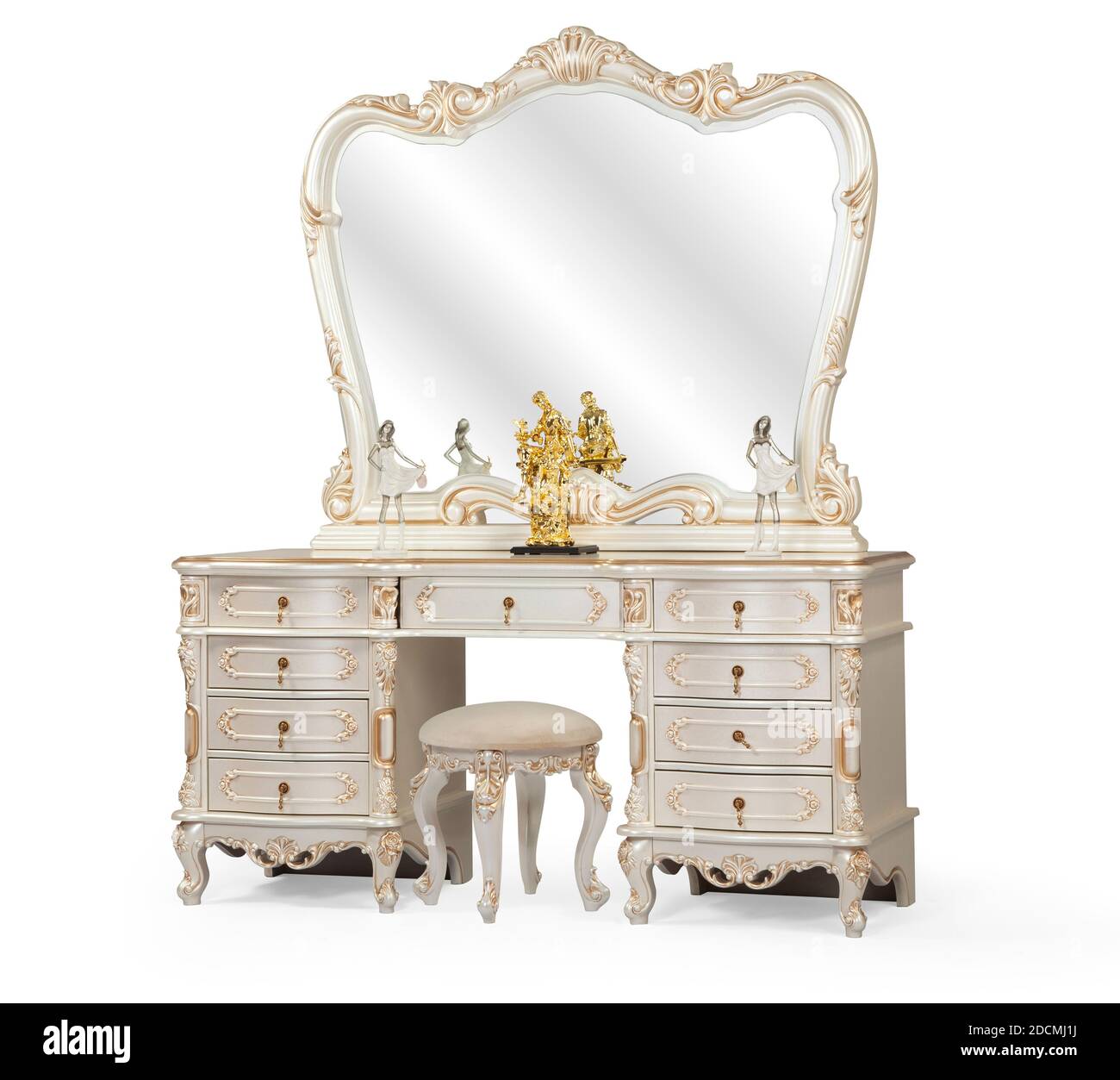 wooden classic console isolated on white background Stock Photo - Alamy