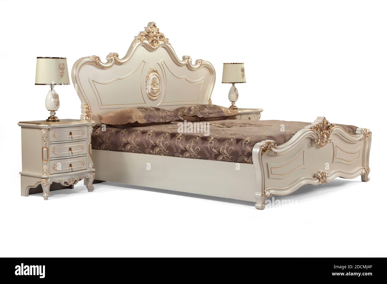 classic bed isolated on white background Stock Photo - Alamy