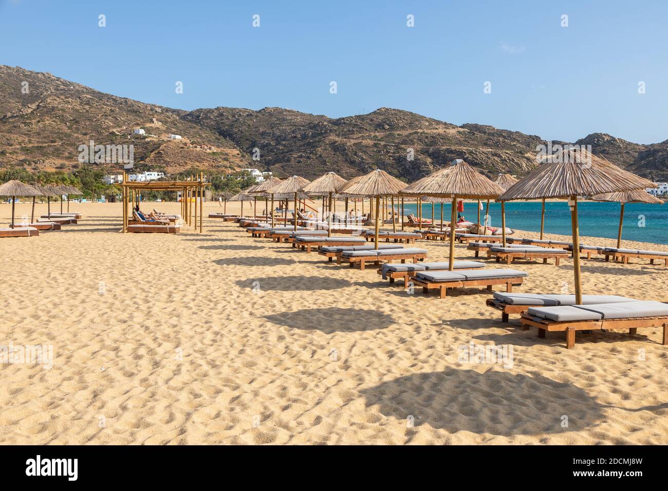 Mylopotas Beach, Ios Island, Greece- 20 September 2020: One of the most ...