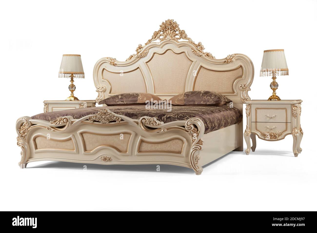 classic bed isolated on white background Stock Photo - Alamy