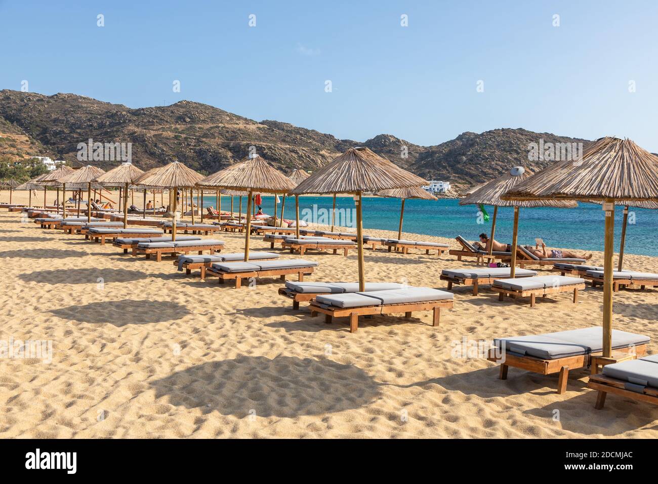 Mylopotas Beach, Ios Island, Greece- 20 September 2020: One of the most ...