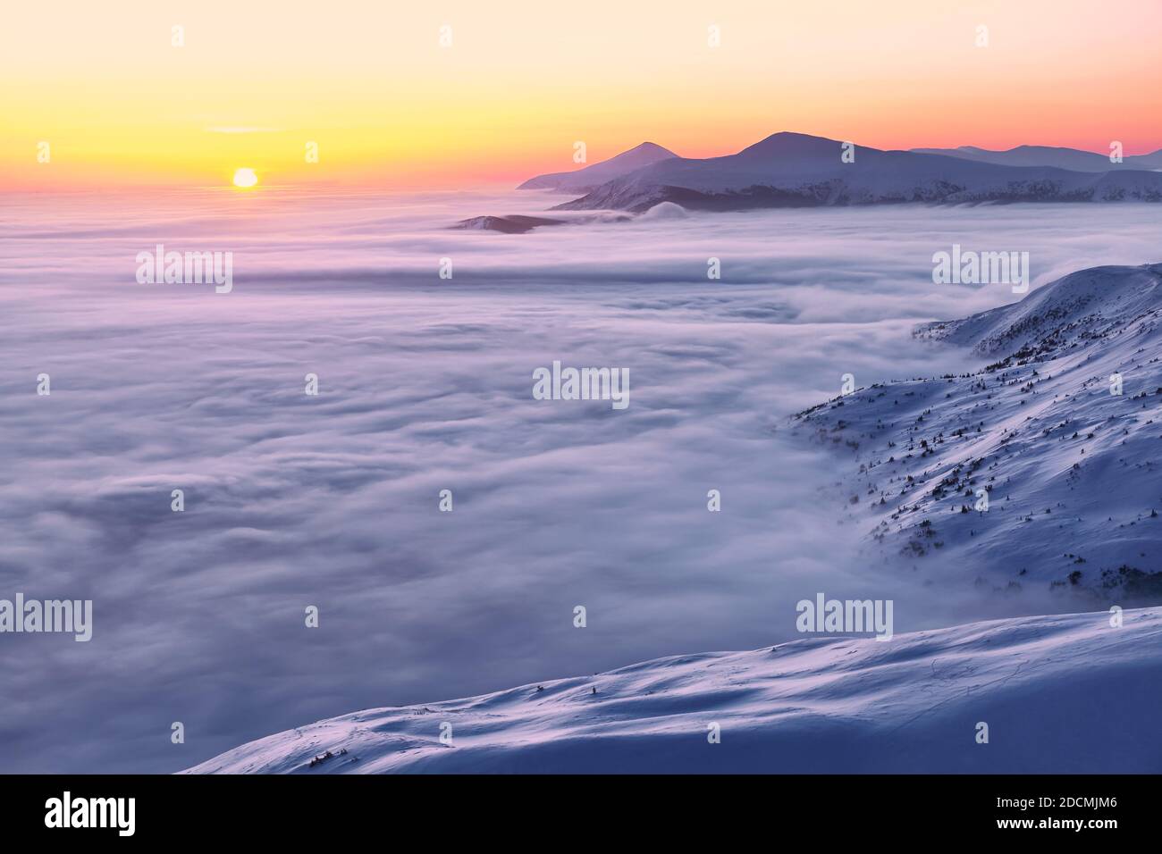 Cold winter day. High mountains with snow. Wallpaper background ...