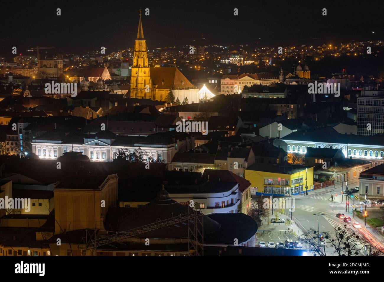 Cluj Napoca cityscape at night Stock Photo - Alamy