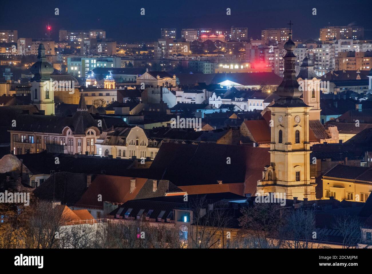 Cluj Napoca cityscape at night Stock Photo - Alamy