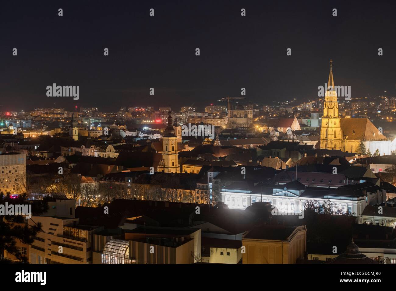 Cluj Napoca cityscape at night Stock Photo - Alamy