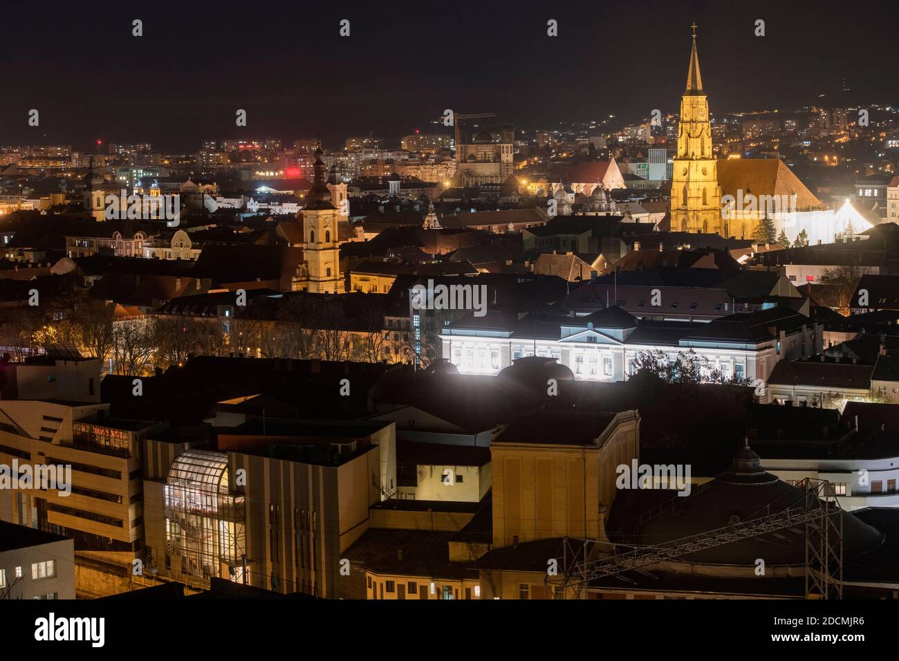 Cluj Napoca cityscape at night Stock Photo - Alamy