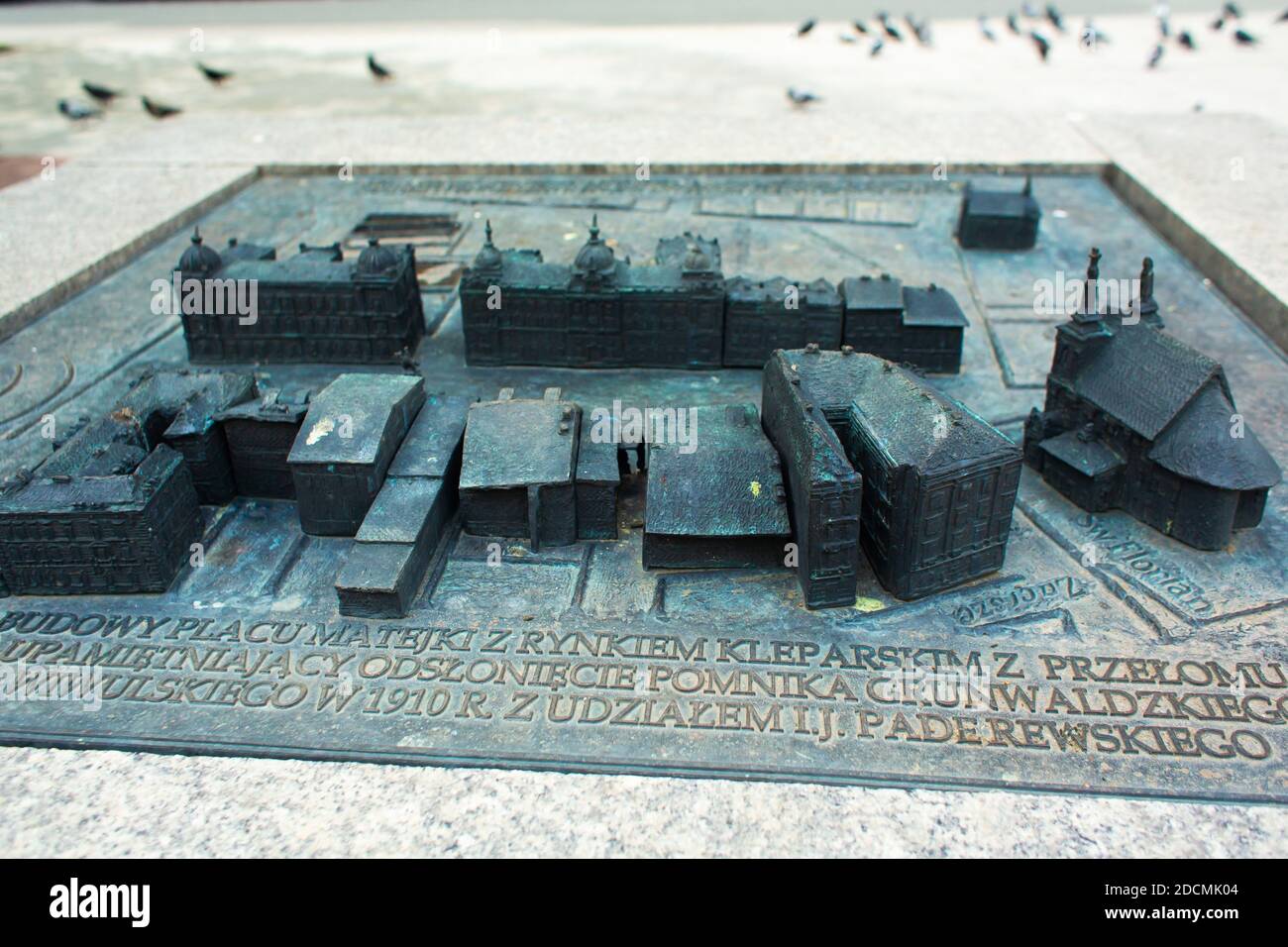Mini map of the square in Krakow, made in the form of a sculpture on ...