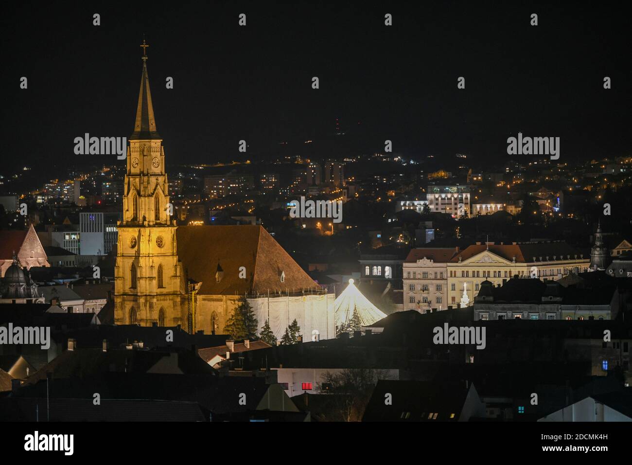 Cluj Napoca cityscape at night Stock Photo - Alamy