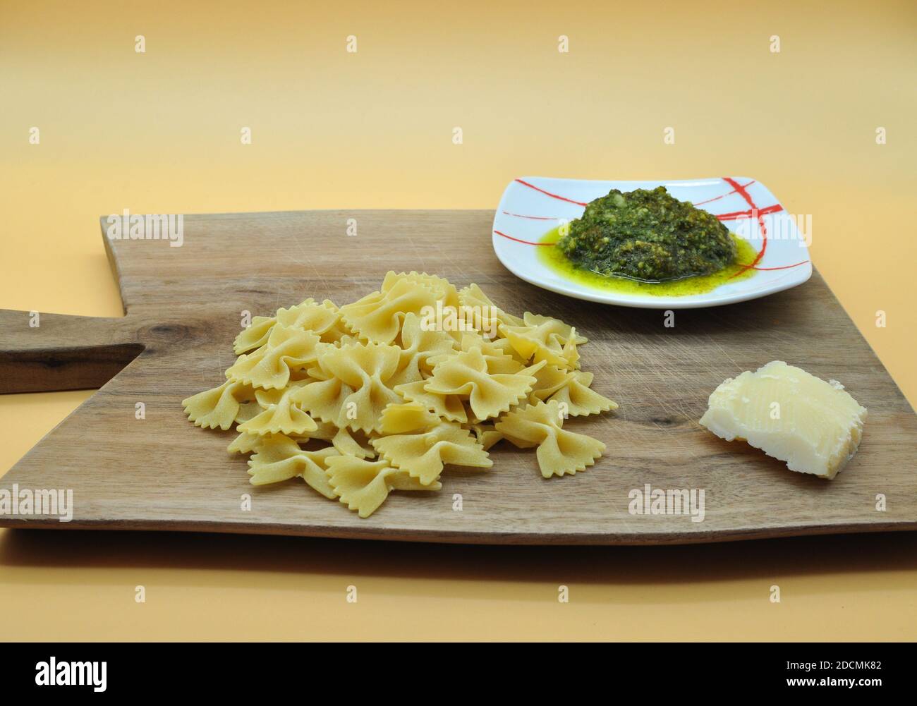 everything you need ready to cook an appetizing pasta farfalle with ...