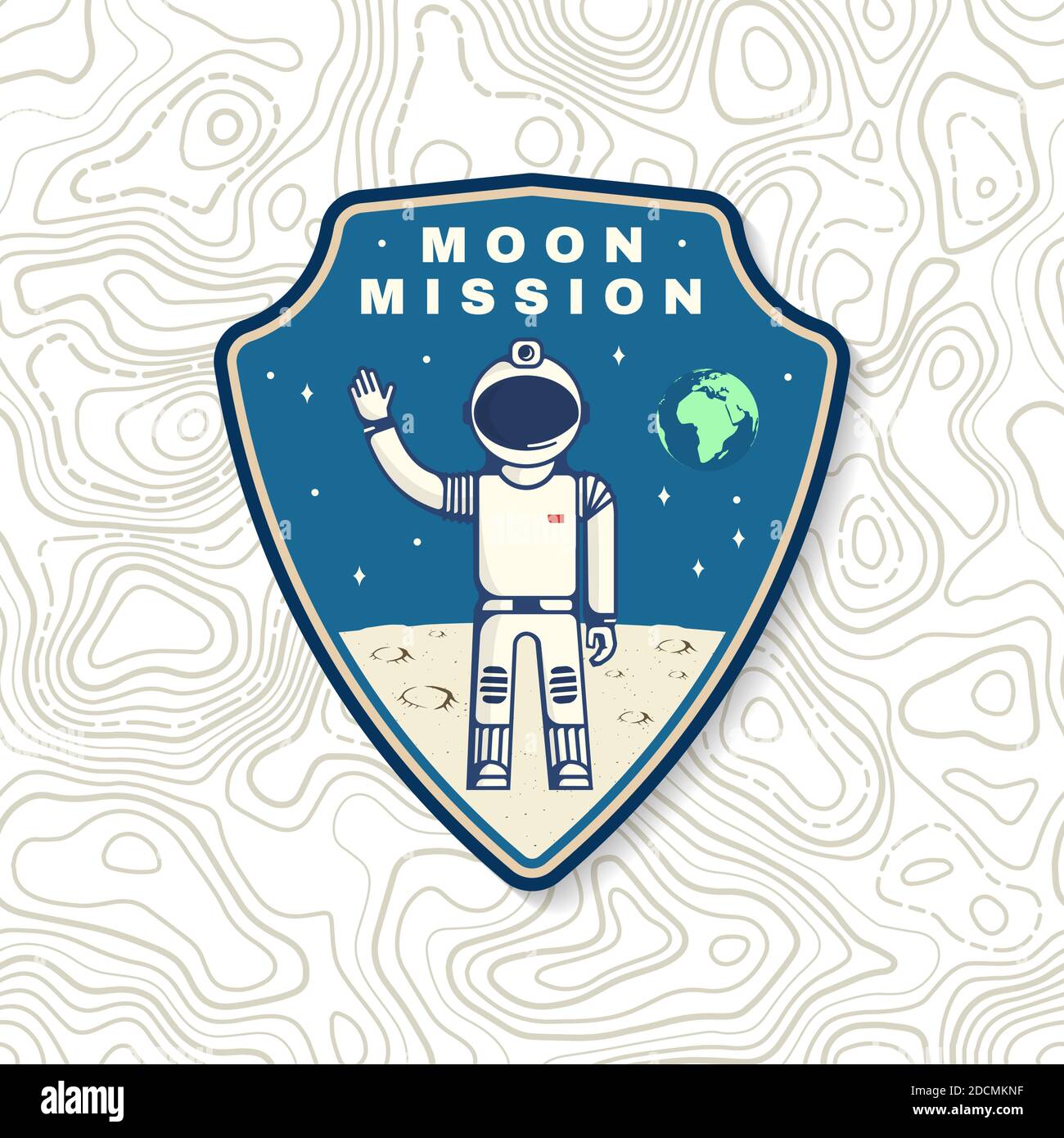 Moon mission logo, badge, patch. Vector illustration. Concept for shirt ...