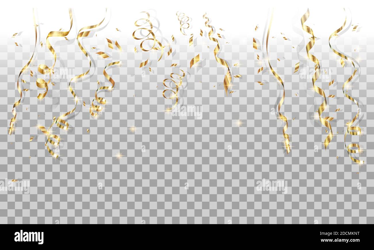 Gold tinsel transparent background Stock Vector Images - Alamy