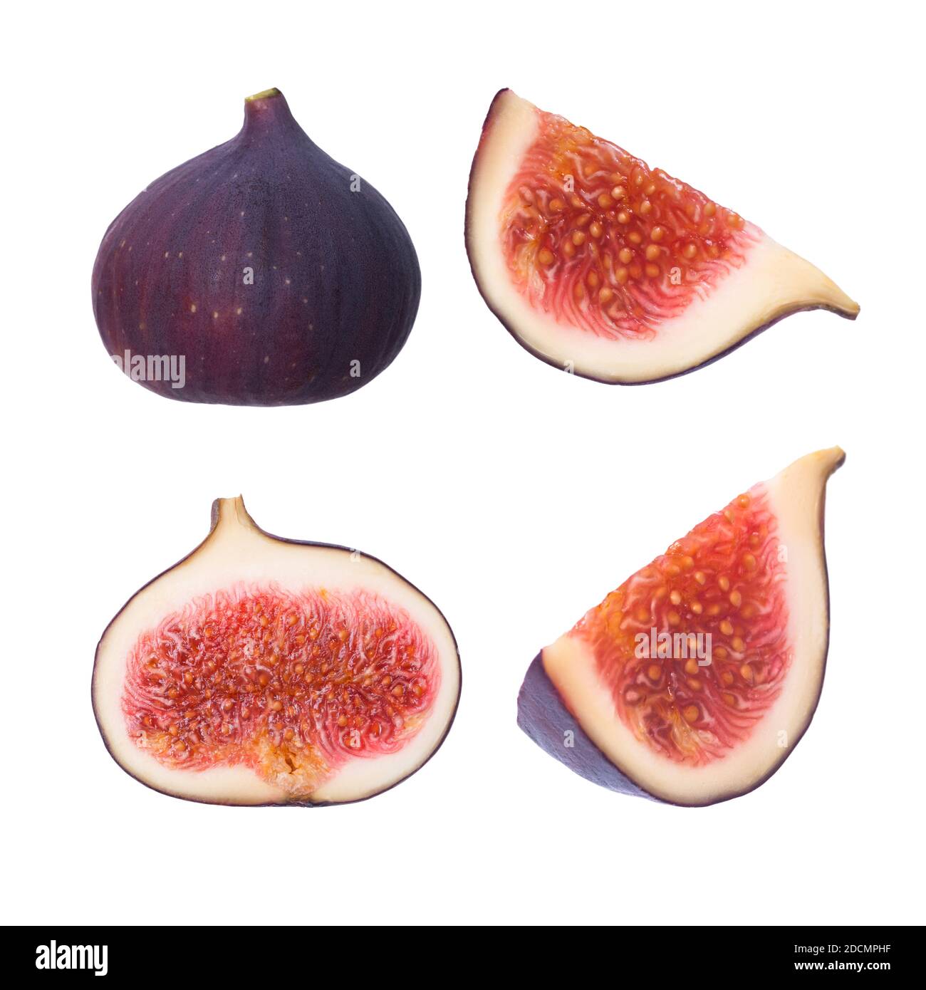 Slices of fresh ripe figs isolated on white background Stock Photo - Alamy