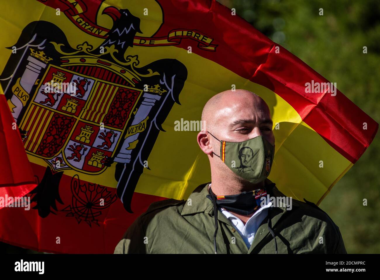 Madrid, Spain. 22nd Nov, 2020. A far right wing supporter of Franco ...