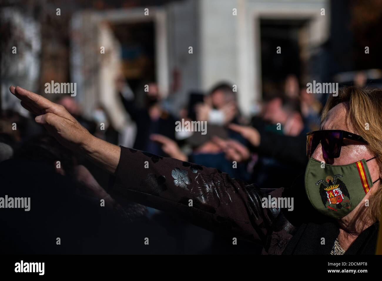 Madrid, Spain. 22nd Nov, 2020. A far right wing supporter of Franco ...