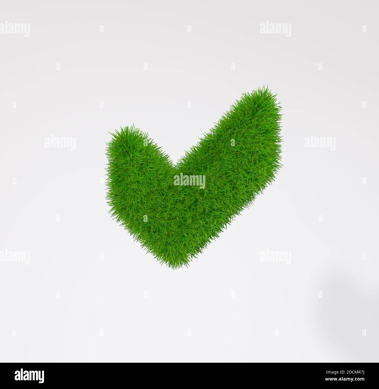 Check mark sign made of grass on a white background. 3d rendering Stock ...
