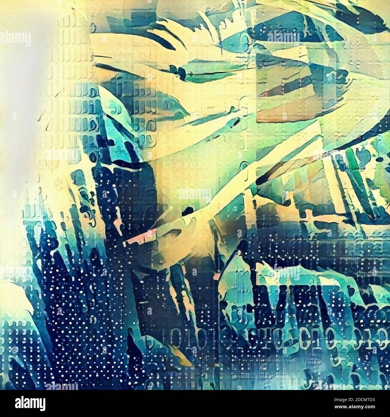 Abstract painting. Paint strokes and binary code. 3D rendering Stock Photo - Alamy