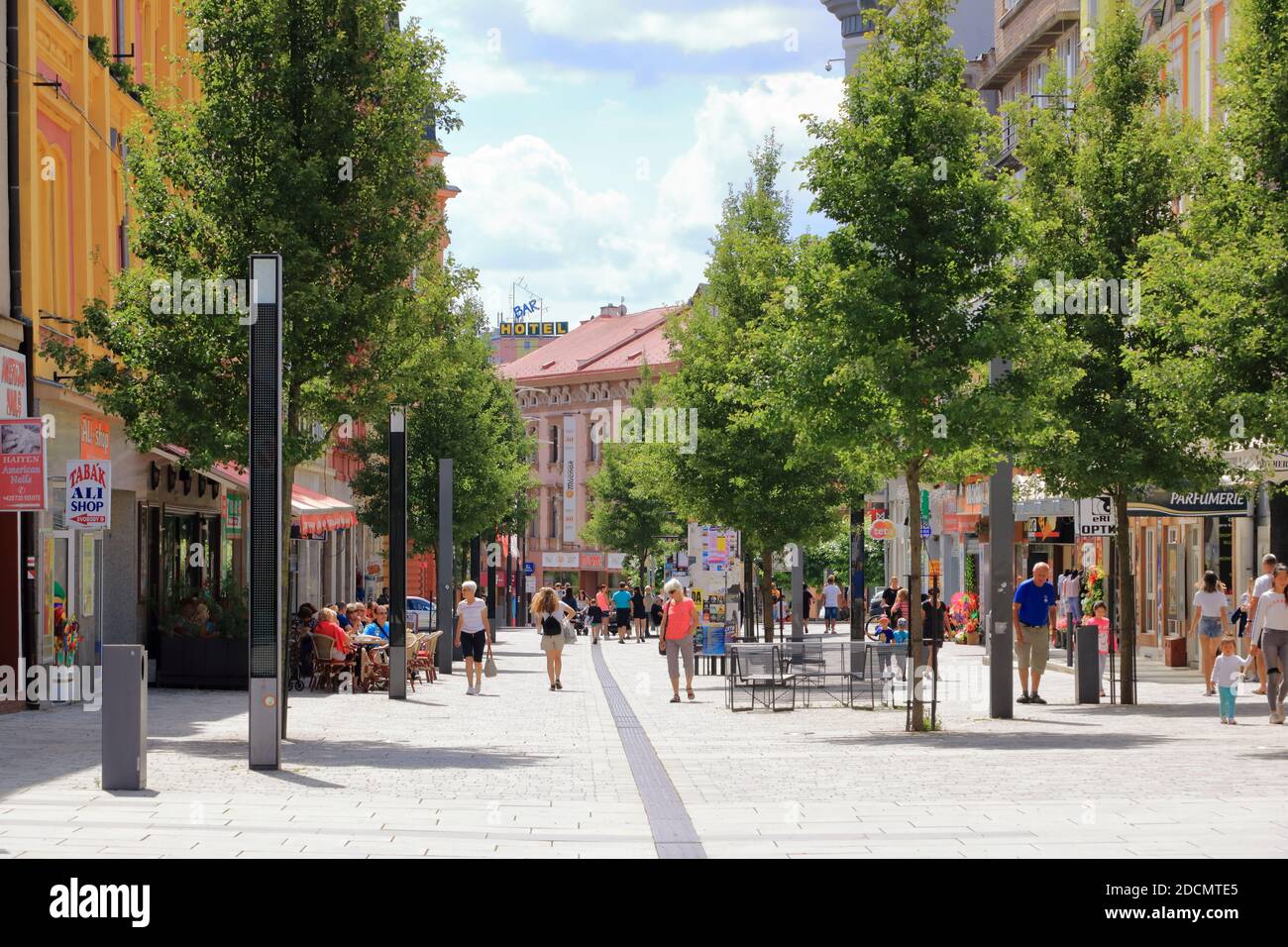 July 14 2020 Cheb/Eger in Czech Republic: One of the Old Town streets ...