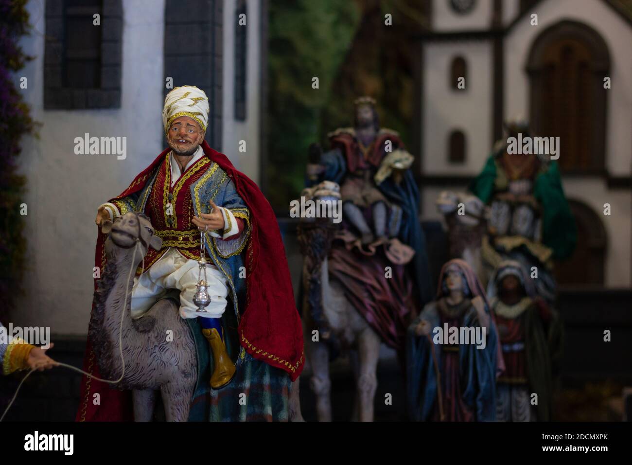 Nativity scene of Three Wise Men on camels. Christmas holiday season ...