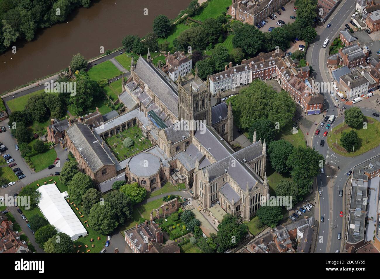Worcester Cathedral From The Air - Aerial View Stock Photo - Alamy