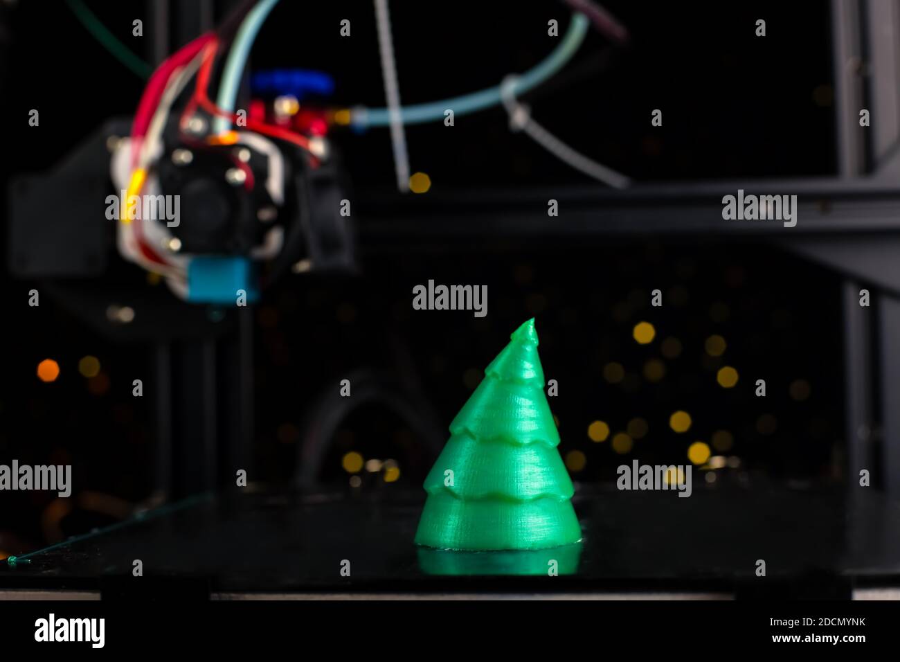 green Christmas tree printed on 3D printer. technology Stock Photo - Alamy