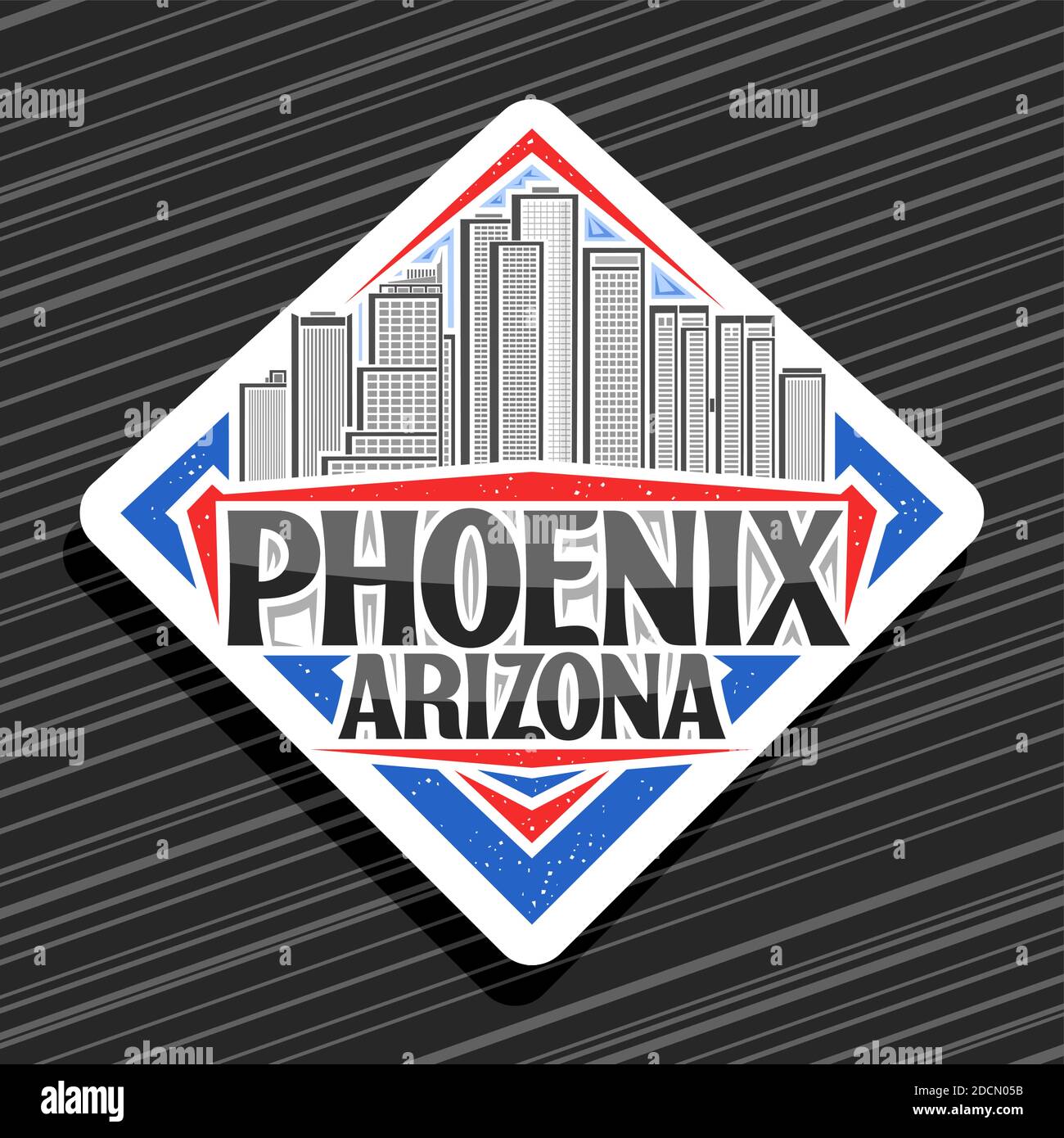 Vector logo for Phoenix, white rhombus road sign with line illustration ...