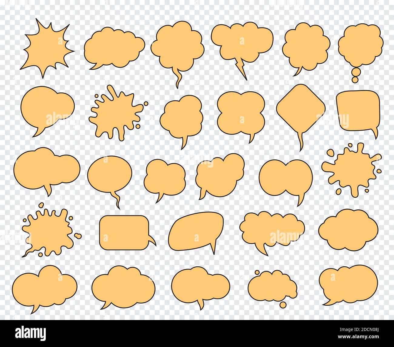 A set of comic speech balloons on transparent background. Vector ...